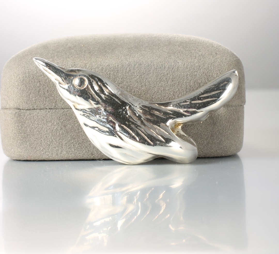 Sterling Silver Raven Crow Brooch Pendant 10.8 Grams - Etsy