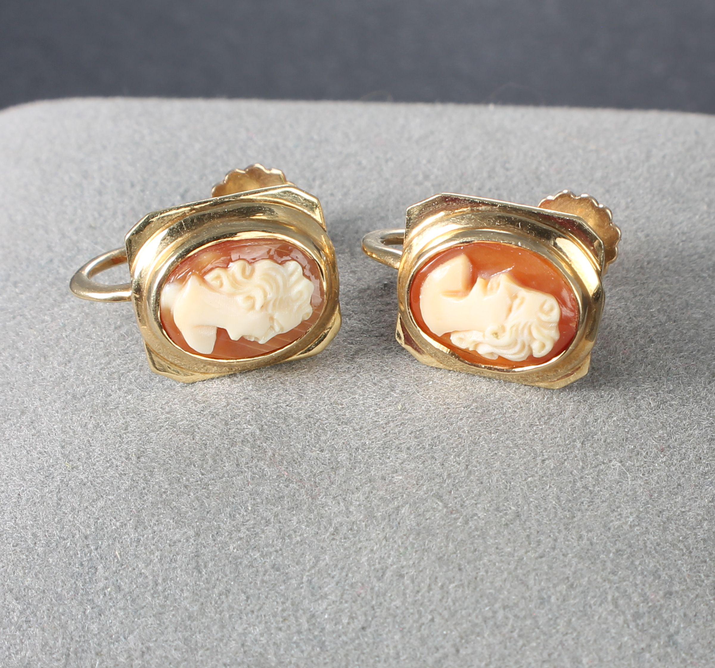 14k gold cameo earrings store