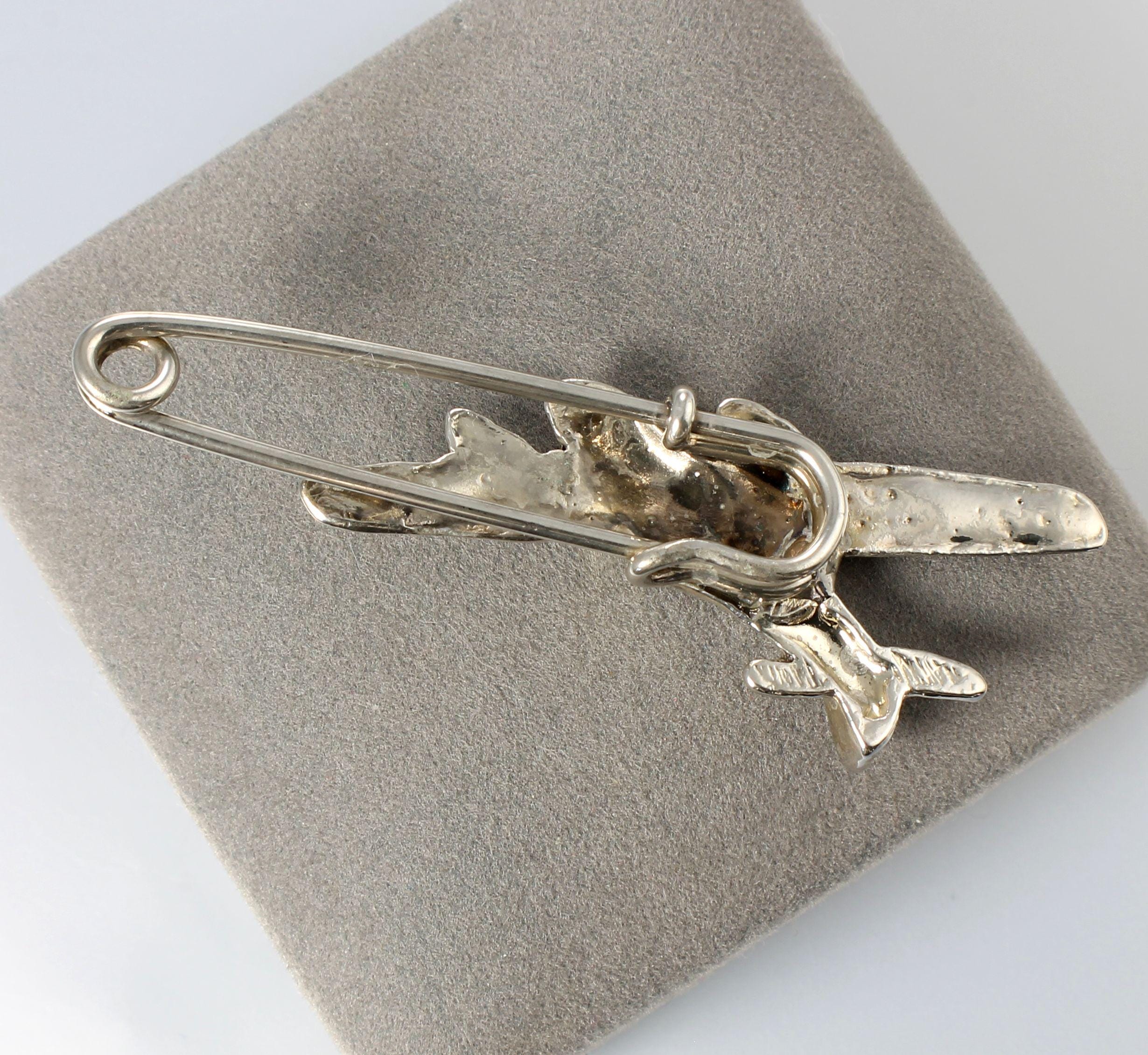 Sterling Silver Safety Pin Airplane Brooch 11 Grams - Etsy