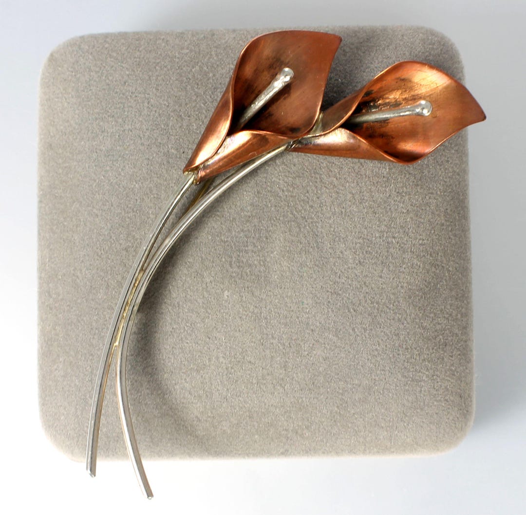 Stuart Nye Copper Calla Lily Brooch - Etsy