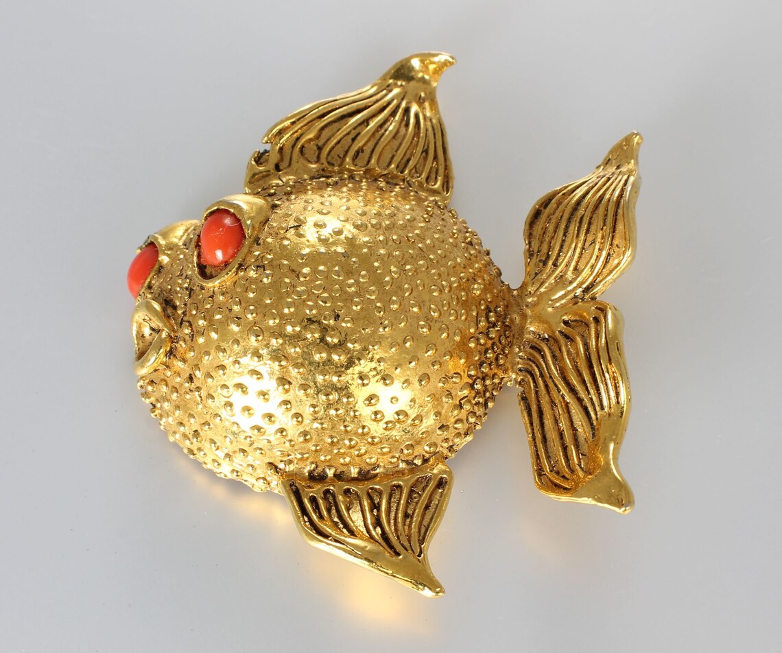 Large ERWIN PEARL Puffer Fish Brooch Pendant Figural Jewelry - Etsy