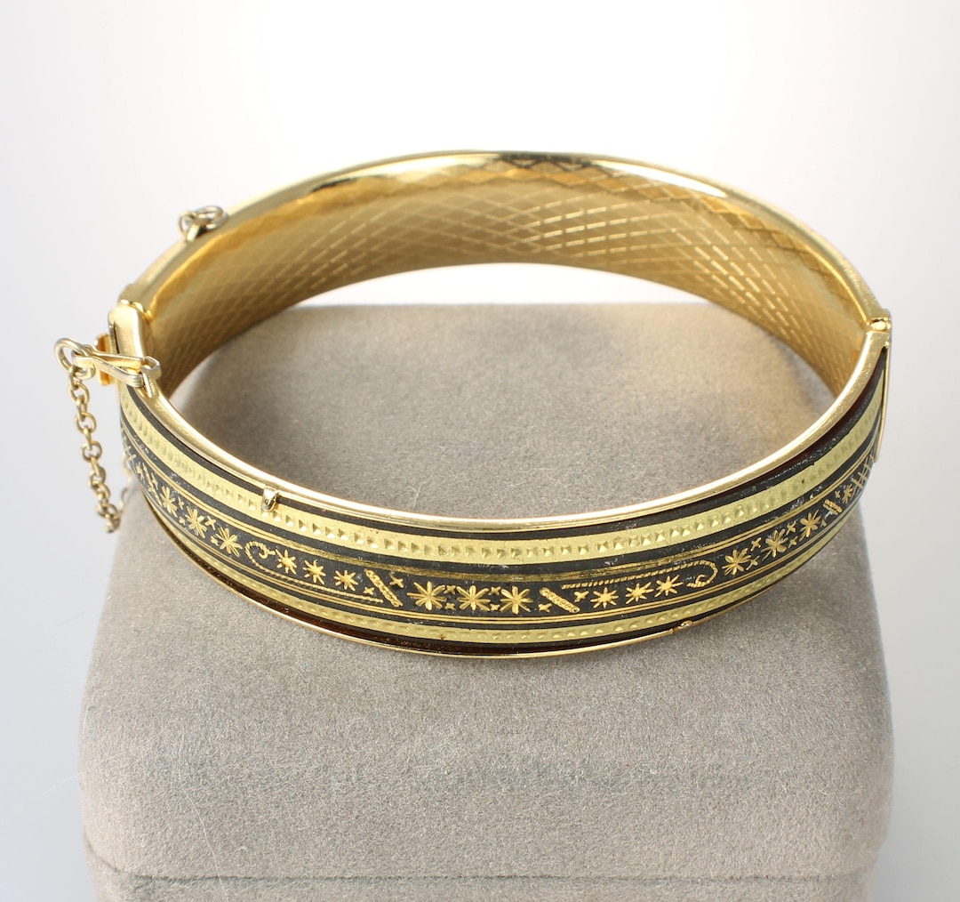 Spain Damascene Hinged Bangle Bracelet - Etsy
