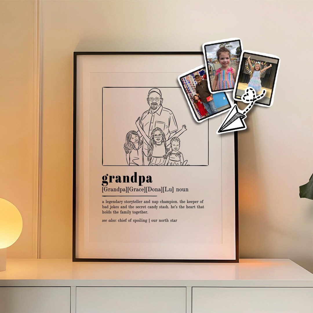 Custom Grandpa Definition Line Art | Minimalist Family Drawing ...