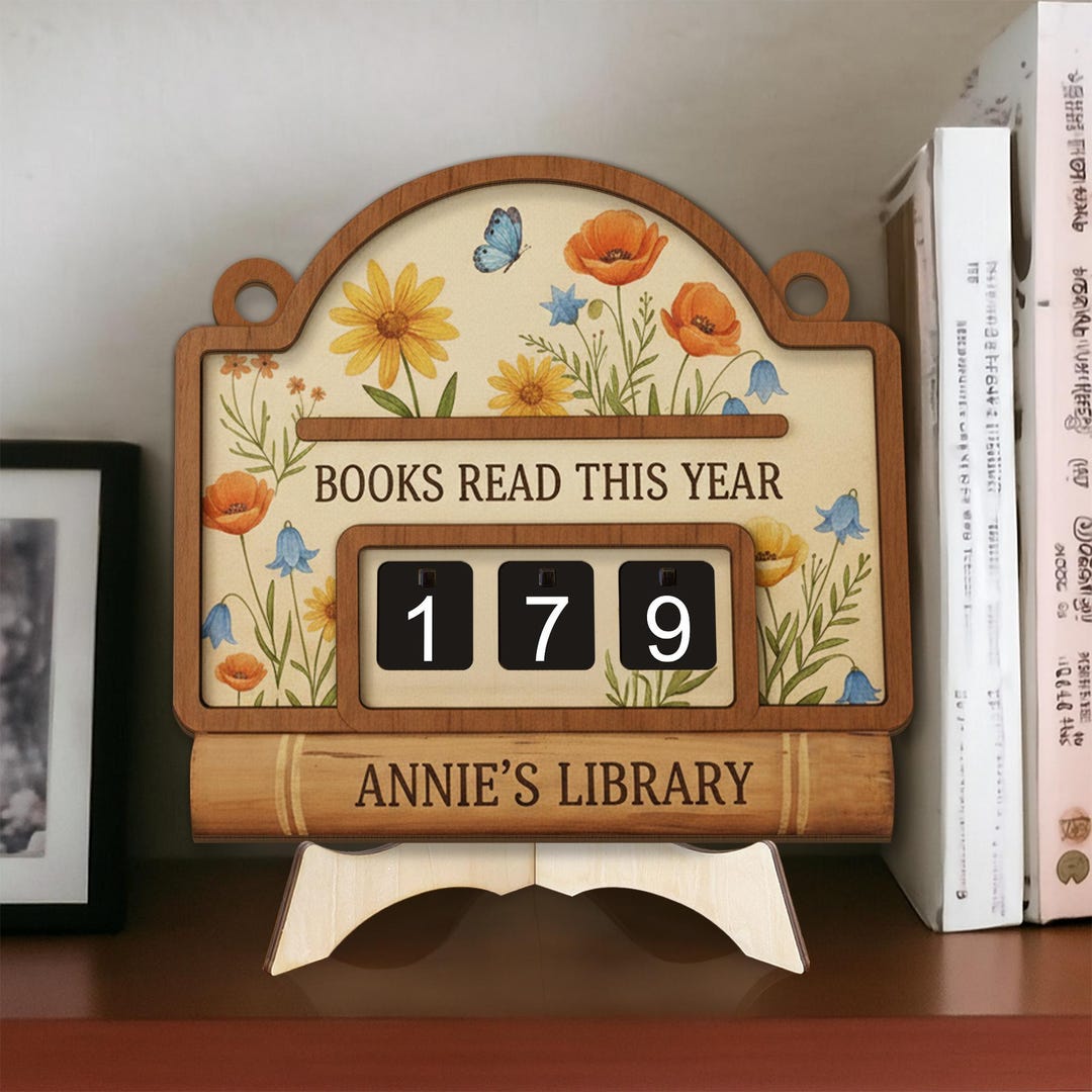 Custom Books Read Tracker Counter - Personalized Wooden Book Lover Gift ...