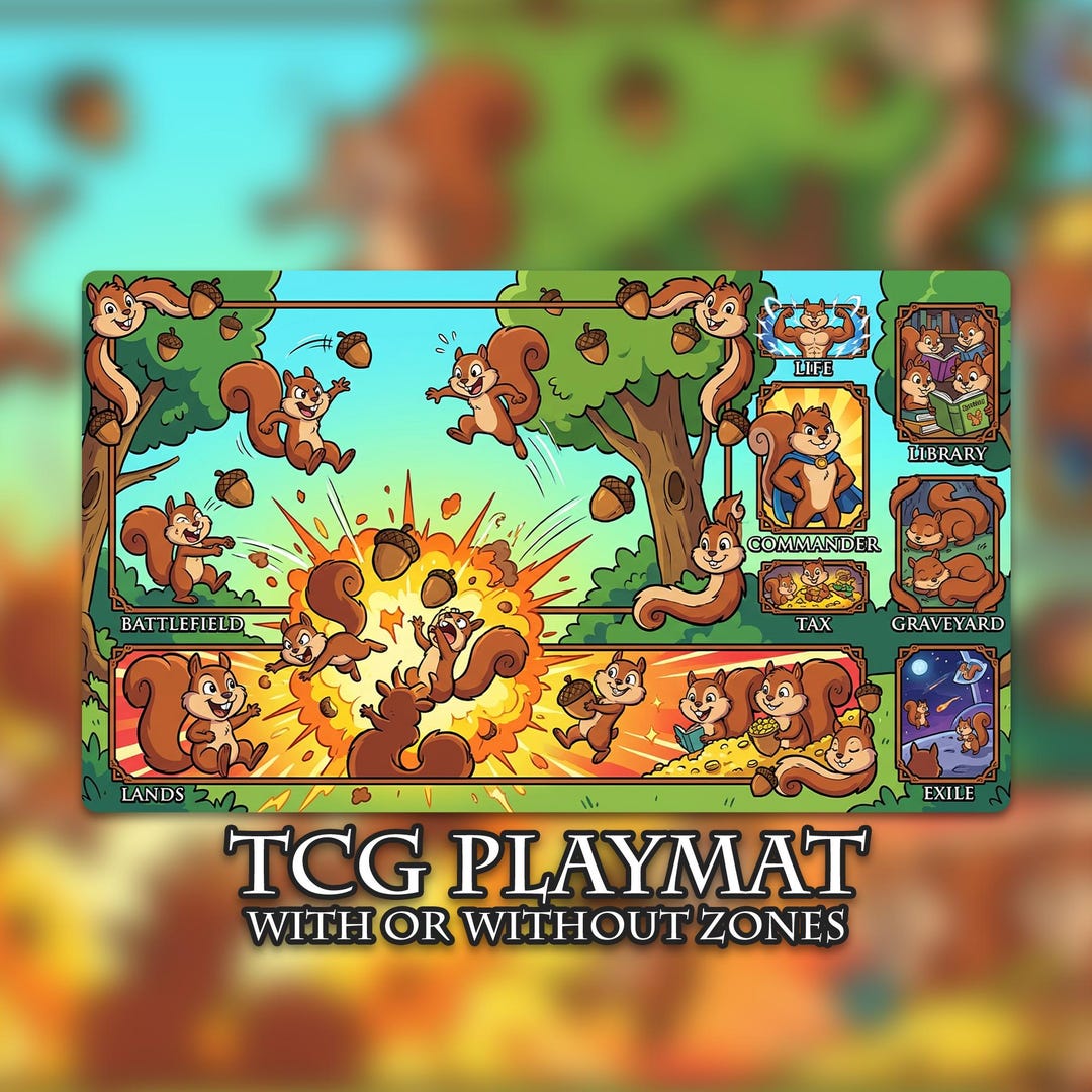 Squirrel Theme TCG Playmat - 24"x14", Rubber Base - Etsy