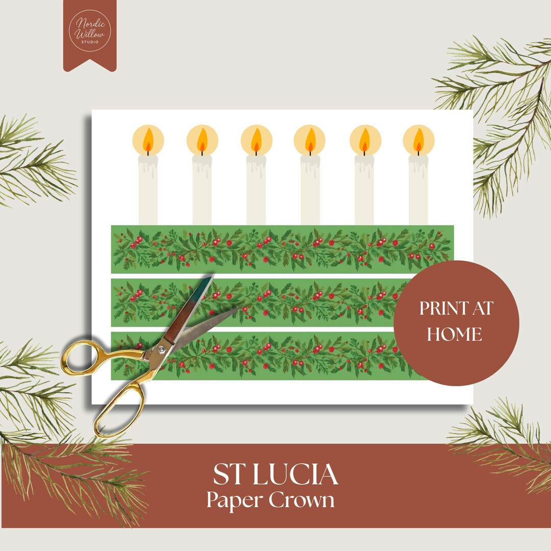 Printable St Lucia Paper Crown | Scandinavian Christmas Craft (PDF) - Etsy