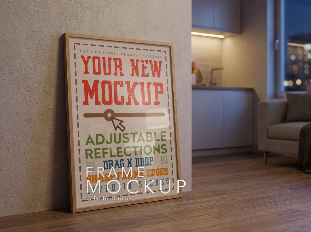 Vertical ISO Frame Mockup With Glass Reflection PSD for Kitchen Wall ...