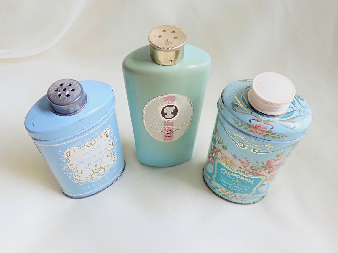 3 Vintage Blue Talc Talcum Powder Tins Avon California - Etsy