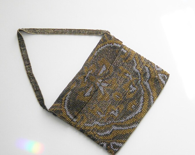 Vintage Art Deco Beaded Gold Flapper Purse 20s - Etsy