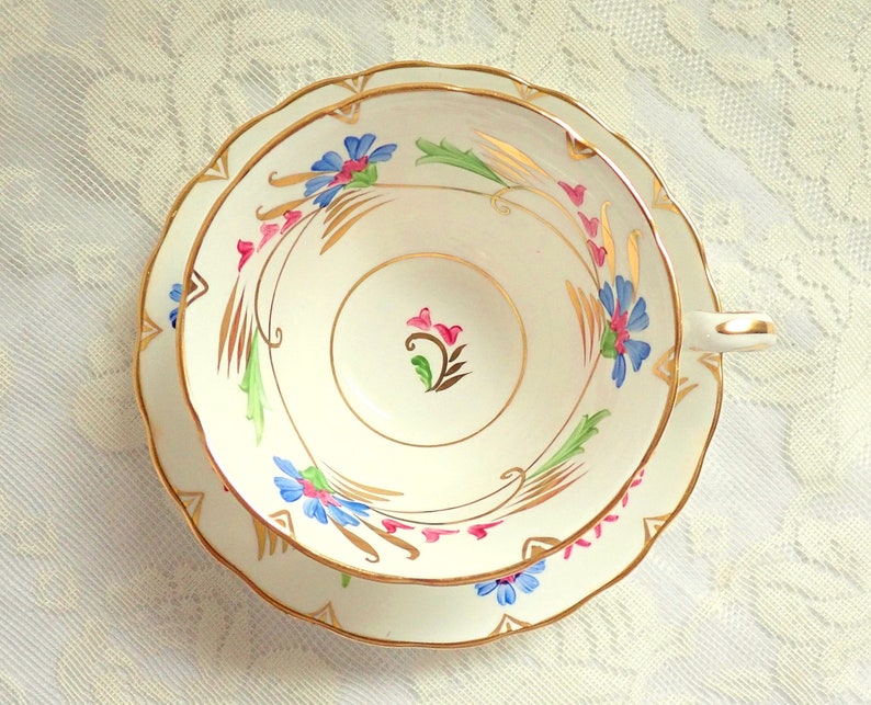 Vintage Royal Chelsea China Hand Painted Blue Flower Teacup | Etsy