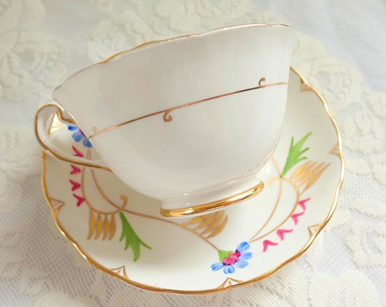 Vintage Royal Chelsea China Hand Painted Blue Flower Teacup | Etsy