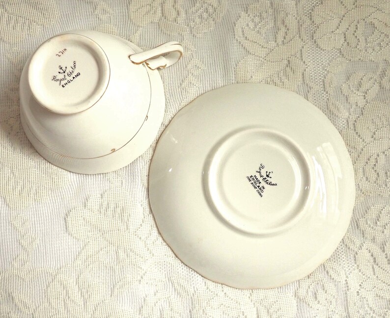 Vintage Royal Chelsea China Hand Painted Blue Flower Teacup | Etsy