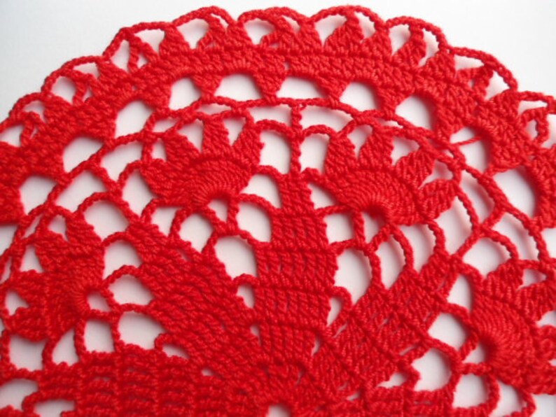 Round Crochet Doily / Red Doilies /lace / 8 | Etsy