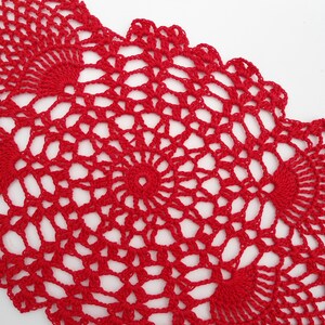 Red Crochet Doily, Oval Crocheted Doily, Pineaplle Doily, Crochet ...