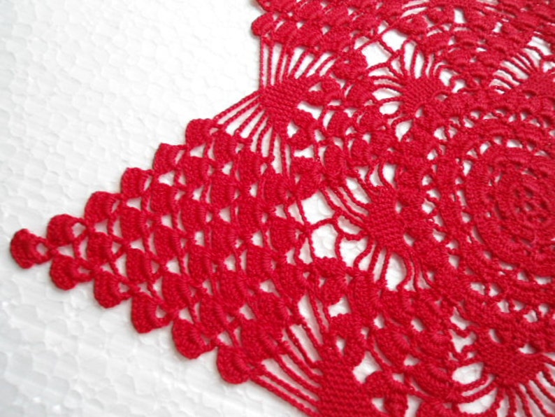 Crochet doily red lace doily red star red crocheted | Etsy
