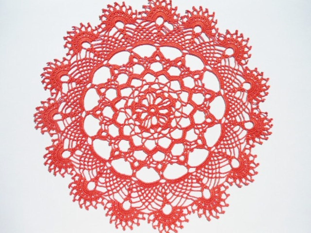 Red Crochet Doily Lace Doily Round 15 Inches Pastel - Etsy