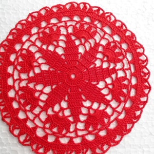 Round Crochet Doily / Red Doilies /lace / 8 - Etsy