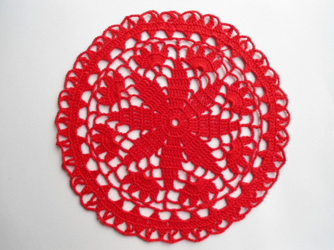 Round Crochet Doily / Red Doilies /lace / 8 - Etsy