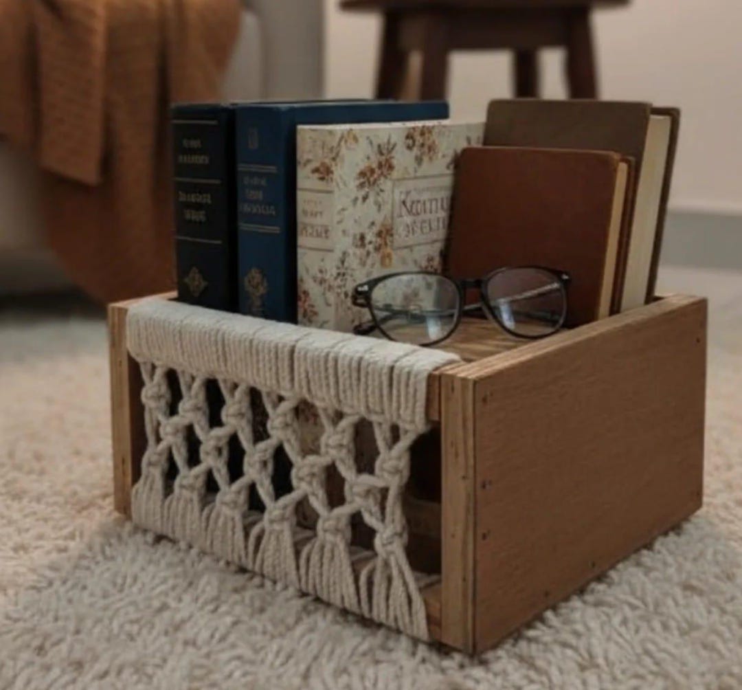 Macrame Storage Basket | Boho Home Organizer | Handmade Cotton Rope ...