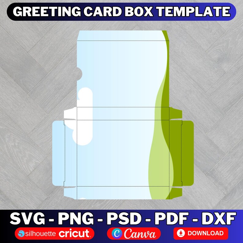 Greeting Card Box Template, SVG, PNG, DXF Files (digital Download) - Etsy