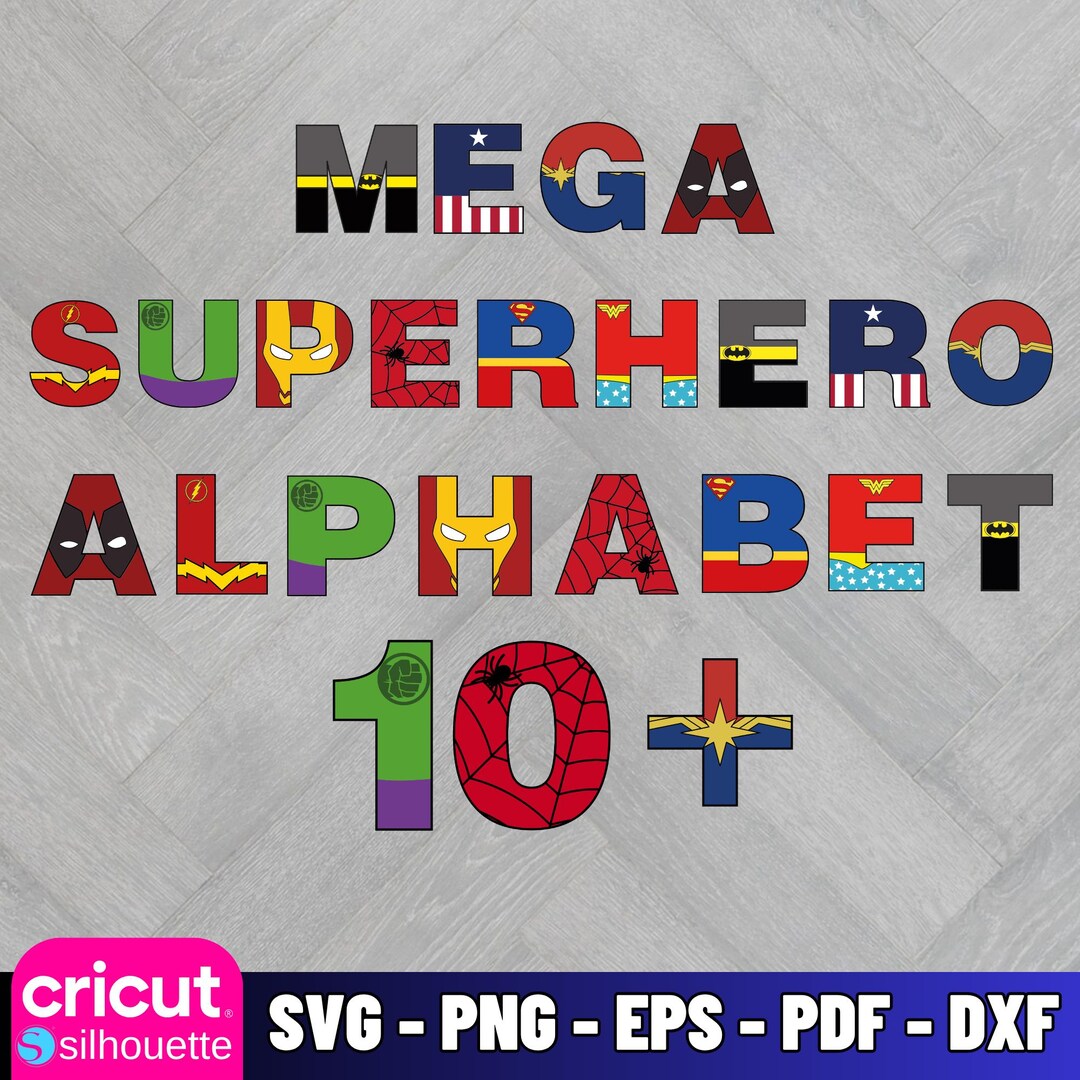 Superhero Alphabet Clipart: Superhero Letters, Doodle Font SVG PNG - Etsy