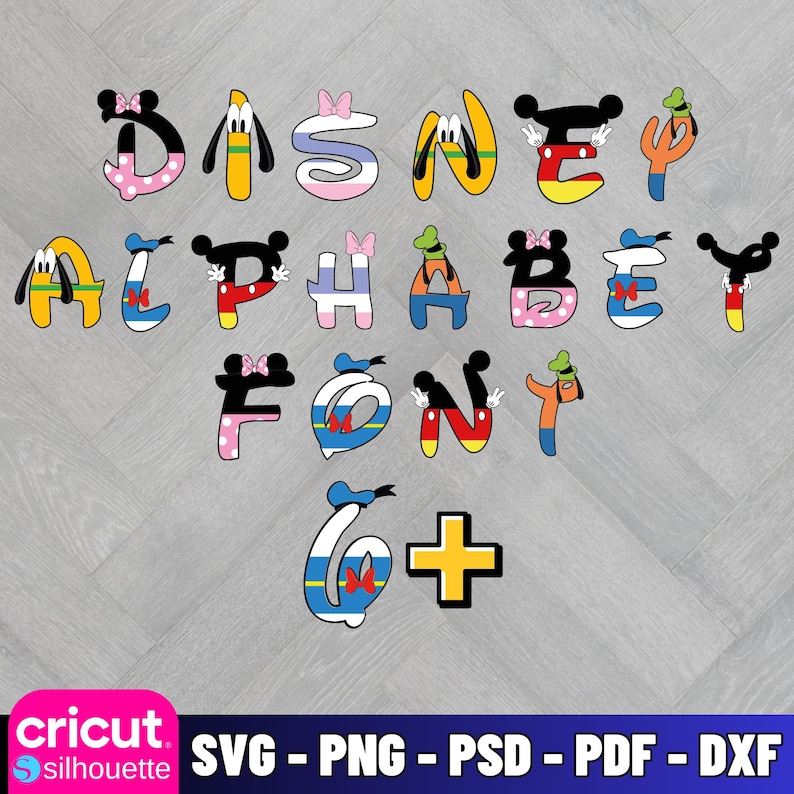 Mickey Mouse Disney Alphabet SVG, Cartoon Letters Font (digital ...
