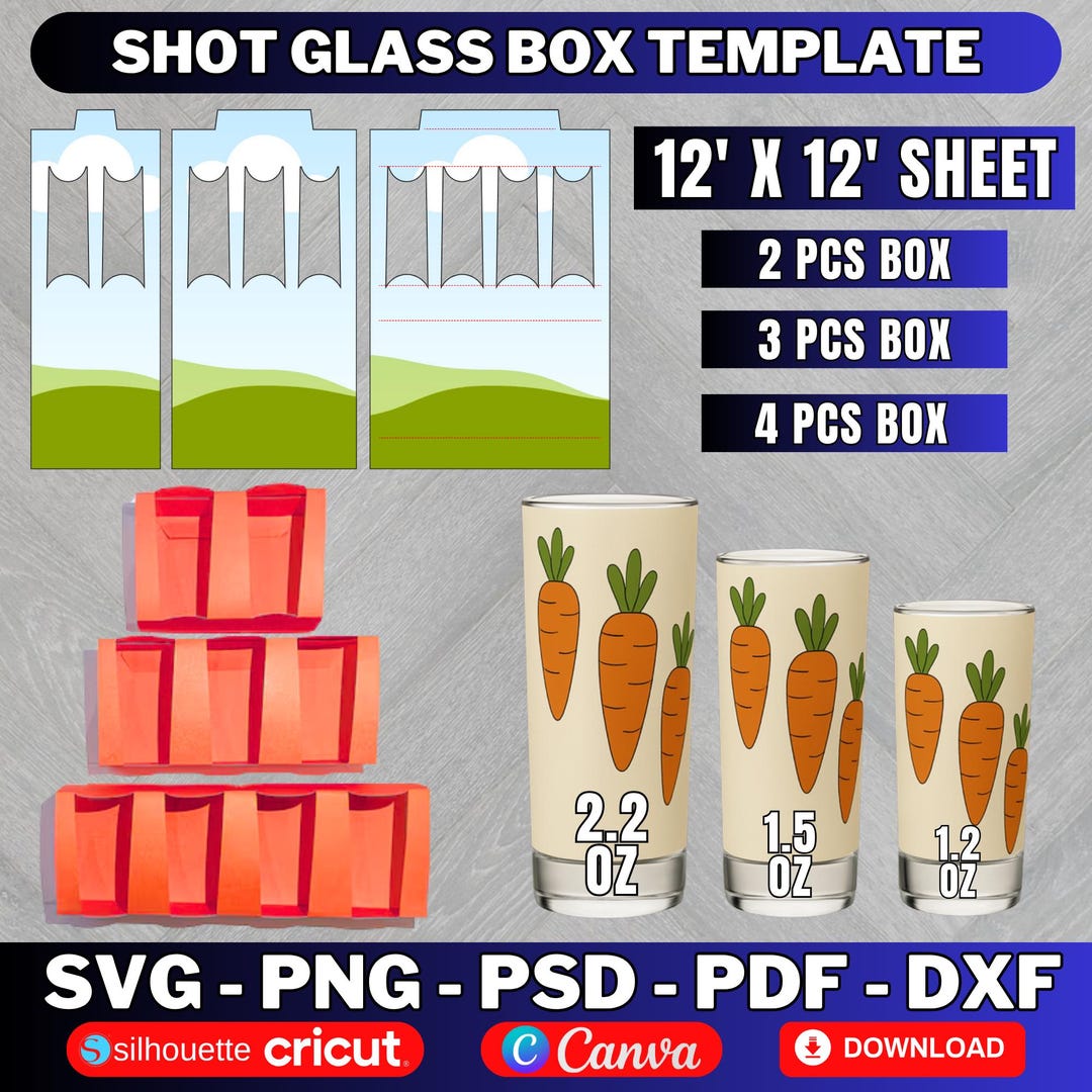 Shot Glass Box Template Bundle, Party Favor SVG (digital Download) - Etsy
