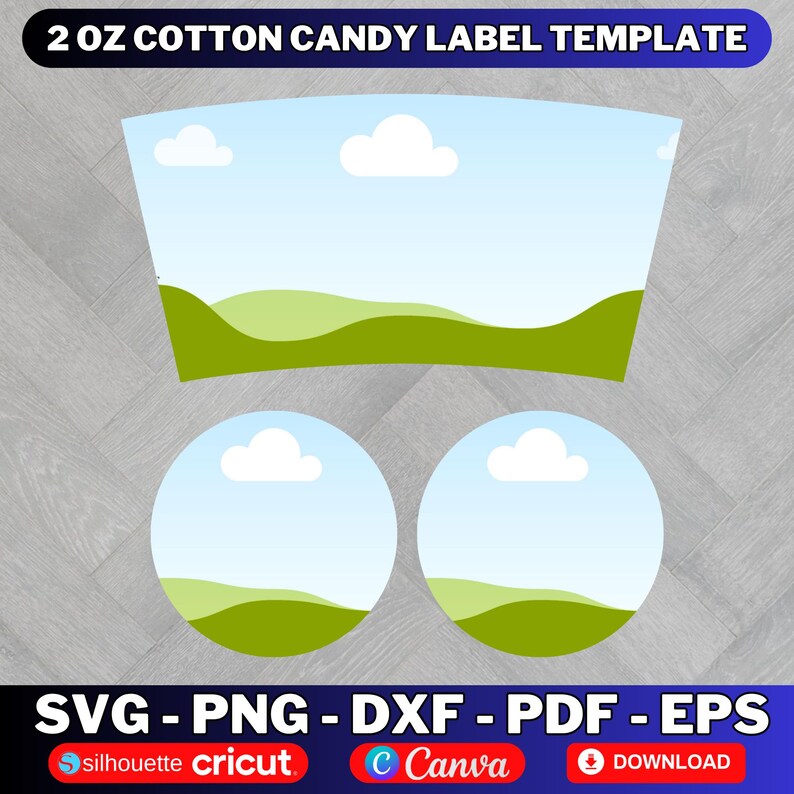 Cotton Candy Tub Label Template, 2oz, Canva Editable (digital Download ...