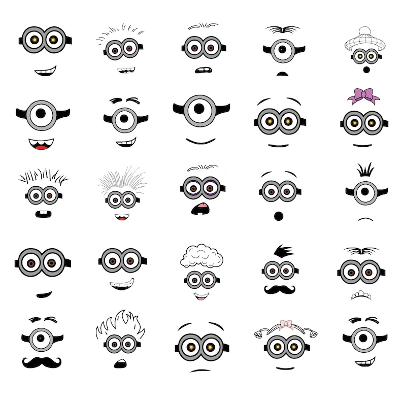Minions Face SVG Bundle: Cartoon Clip Art (digital Download) - Etsy