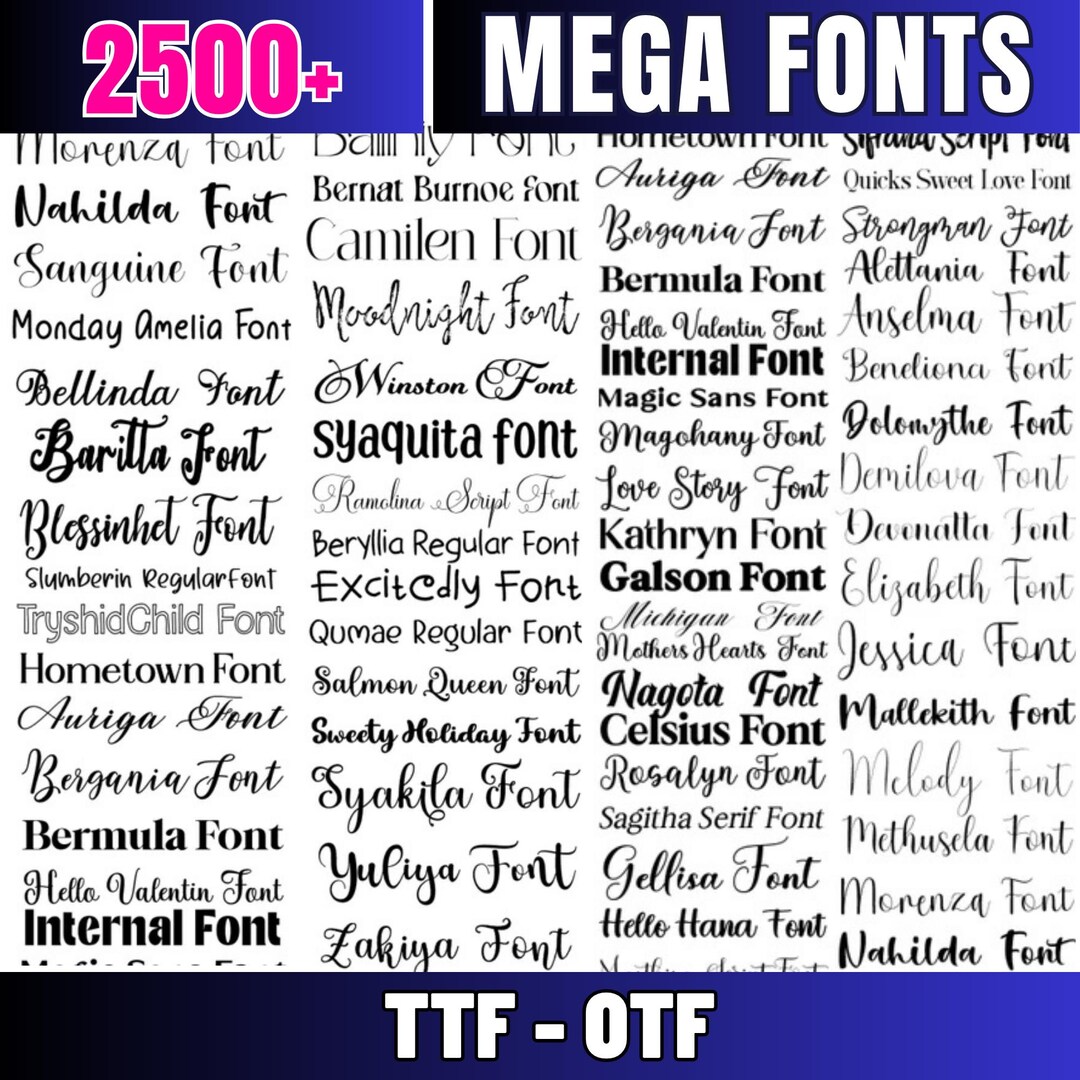 2500 Mega Fonts Bundle: Handwritten Script, Calligraphy, & Modern Fonts ...