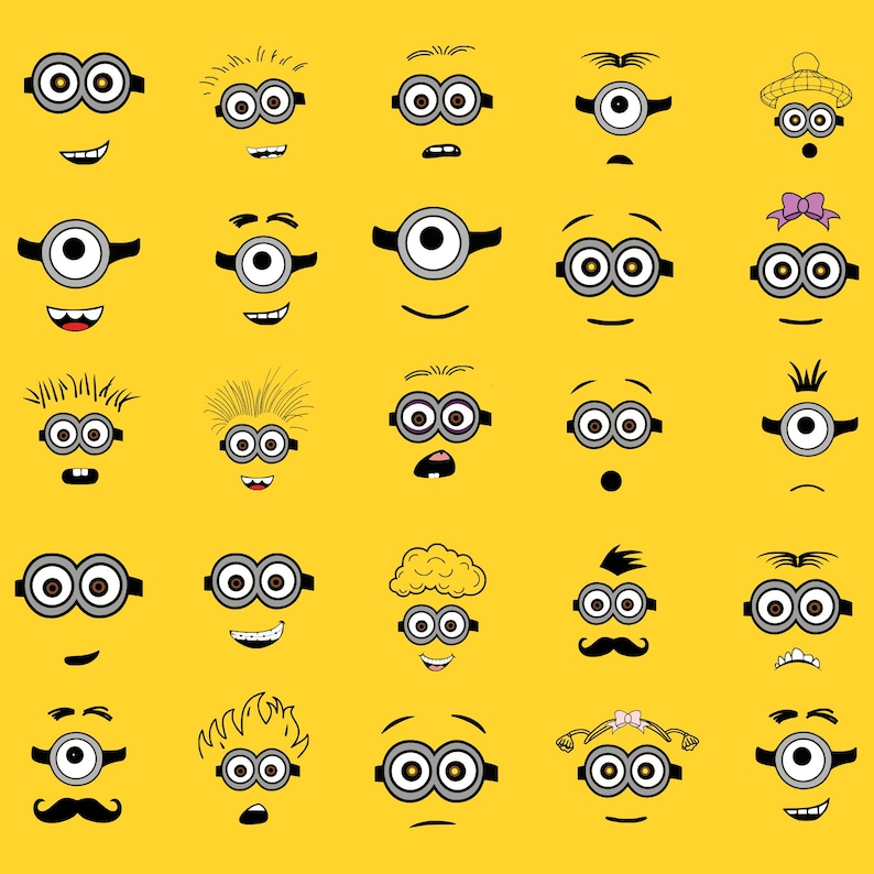 Minions Face SVG Bundle: Cartoon Clip Art (digital Download) - Etsy