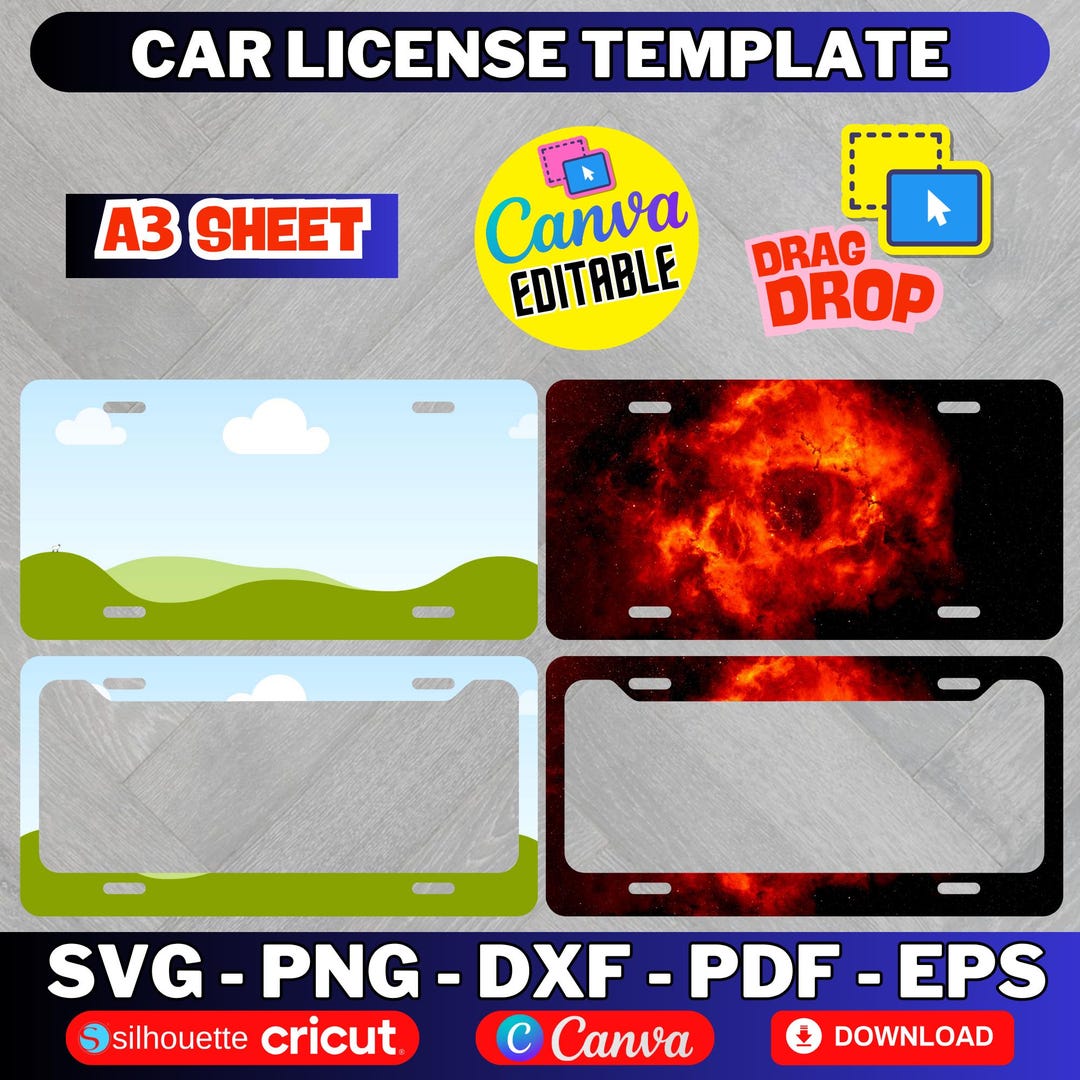 Car License Plate Sublimation Template, Canva Editable (digital ...