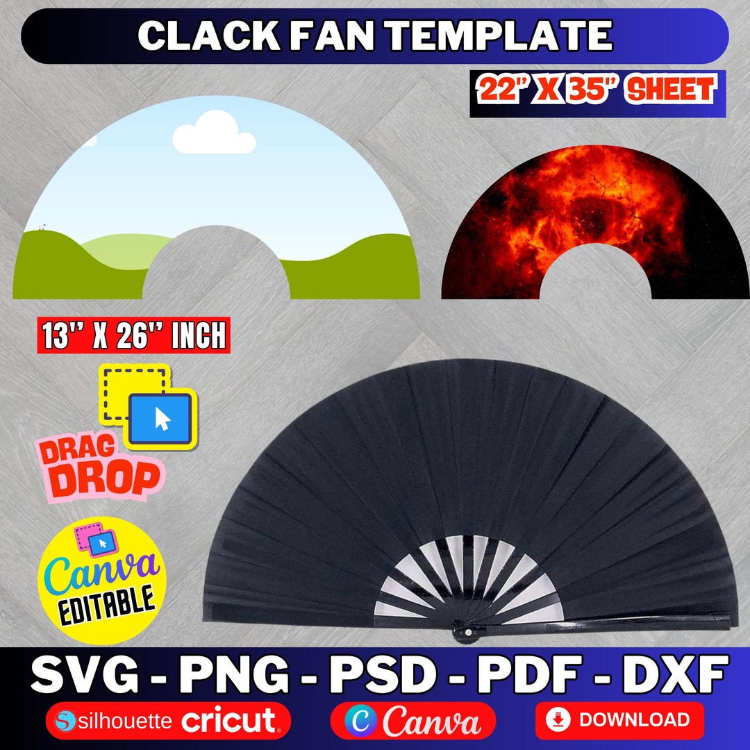 Clack Fan Template, Sublimation Printable (digital Download) - Etsy