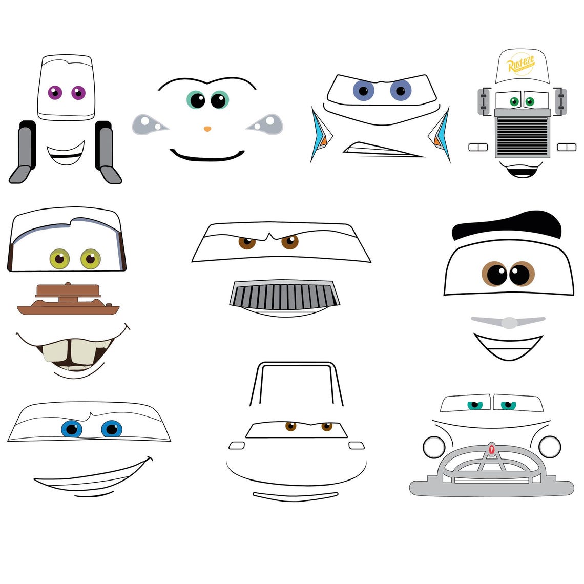 Cars Faces SVG Clipart Bundle (digital Download) - Etsy