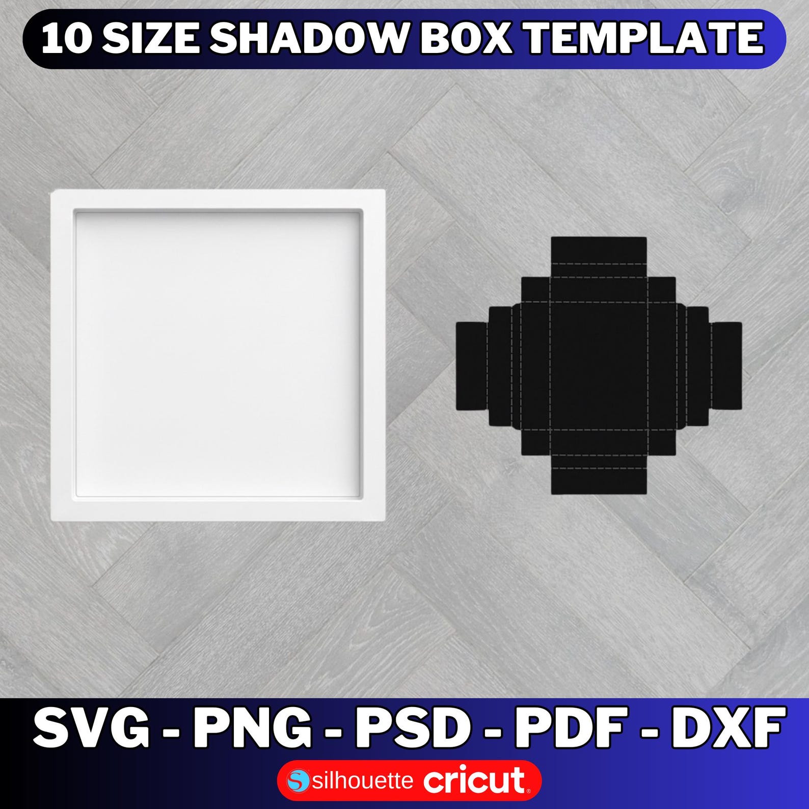10 Size Shadow Box Template (svg, Png, Psd, Dxf Files) (digital ...