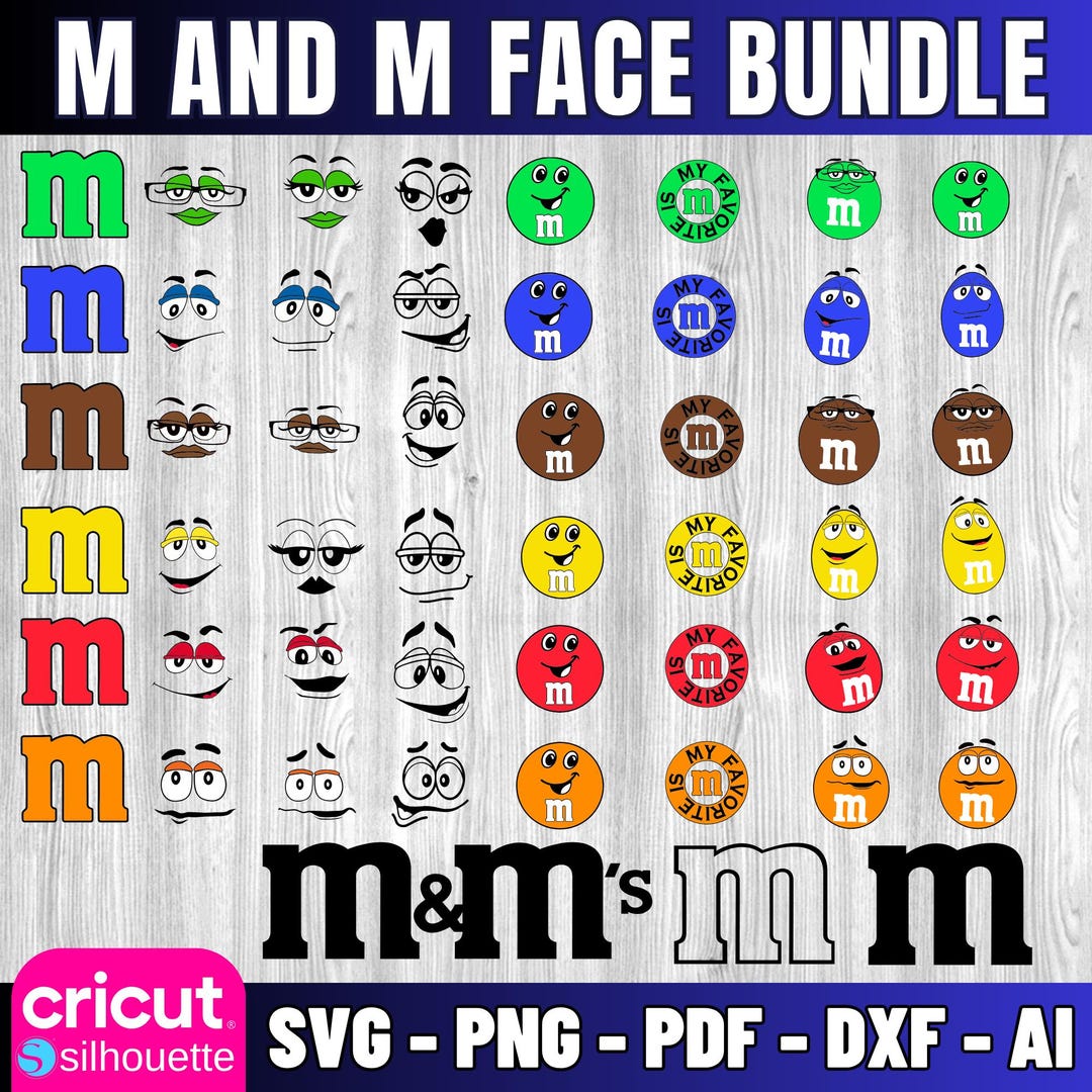 M and M Faces SVG Bundle: Layered T-shirt Design (digital File) - Etsy