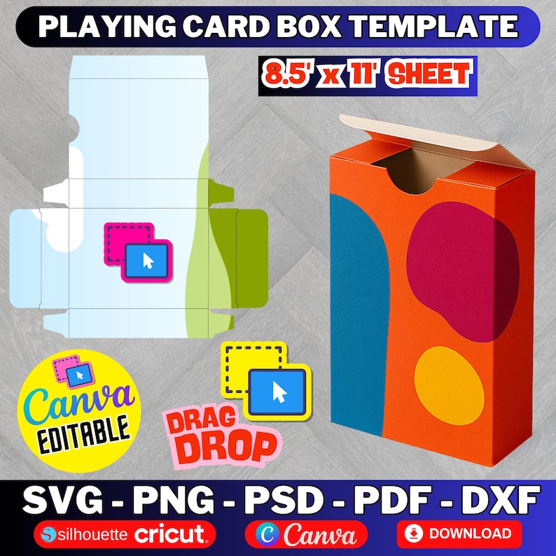 DIY Playing Card Box Template, Cut Files (digital Download) - Etsy