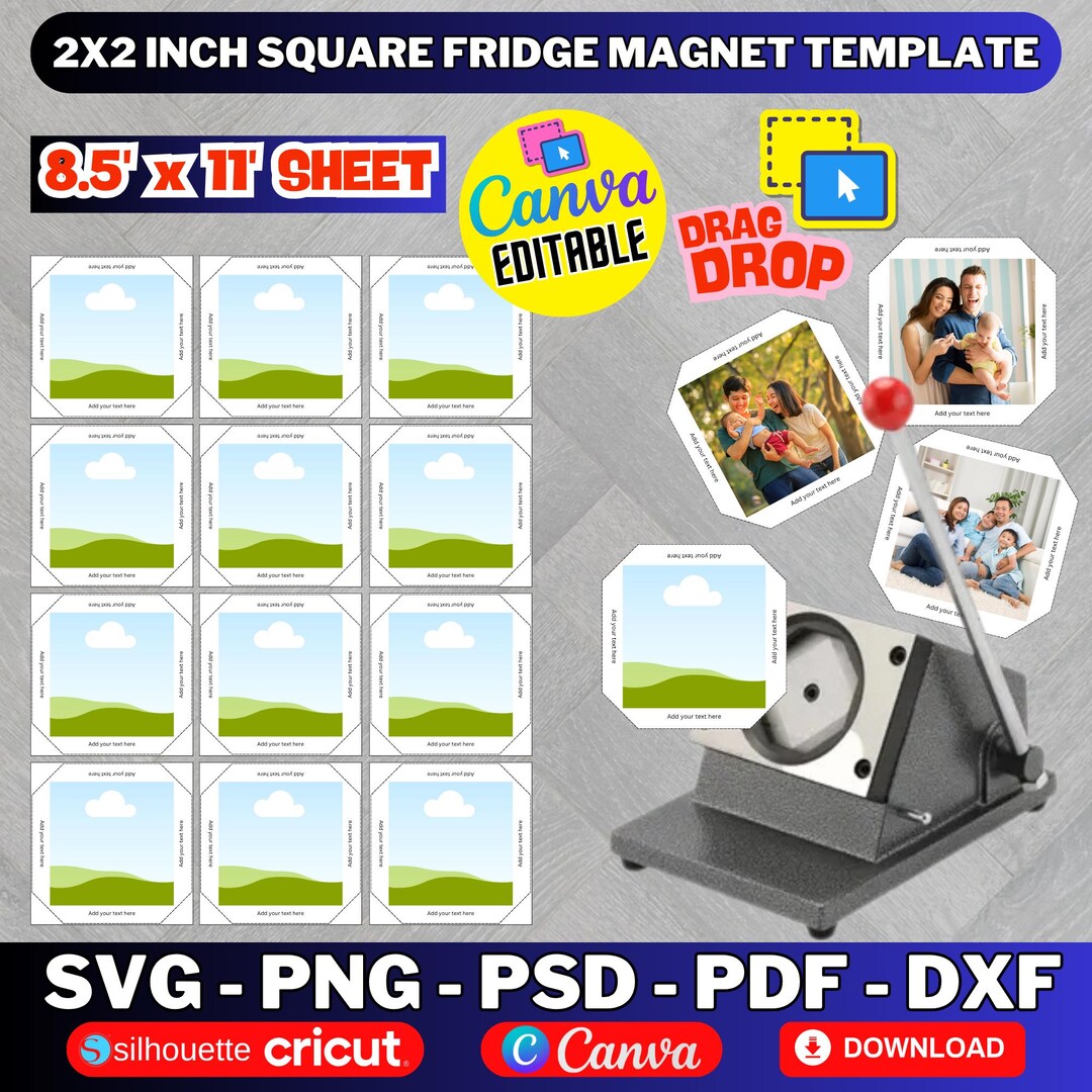 2x2 Square Fridge Magnet Template, Canva Editable (digital Download) - Etsy