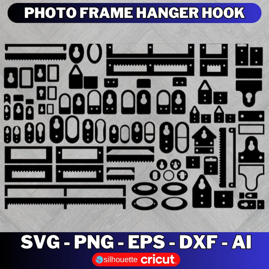 Photo Frame Hanger SVG Bundle, Sawtooth Hook, Keyhole Hanger (digital ...