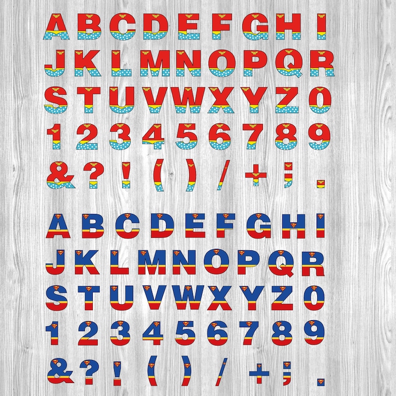 Superhero Alphabet Clipart: Superhero Letters, Doodle Font SVG PNG - Etsy