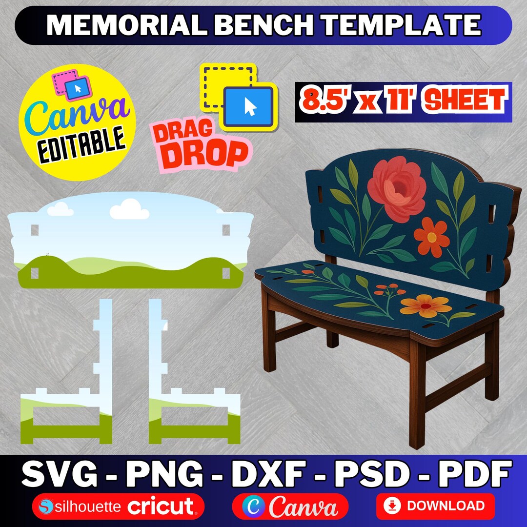 Memorial Bench Template, Laser Cut Files (digital Download) - Etsy UK