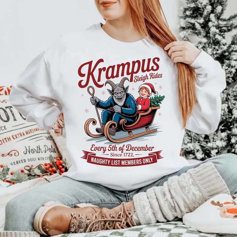 Krampus Sleigh Rides PNG, Gothic Horror Christmas PNG, Creepy Holiday ...
