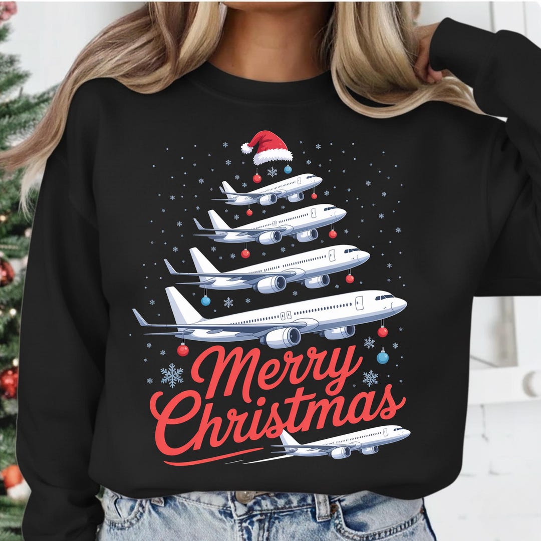 Funny Airplane Christmas Tree PNG, Aviation Holiday Clipart (digital ...