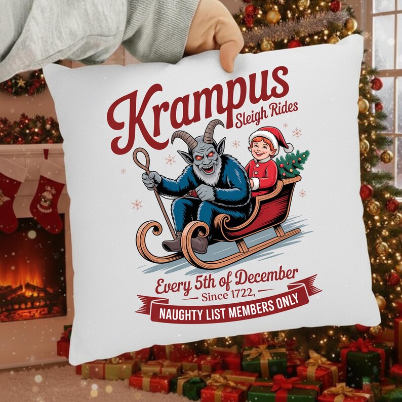 Krampus Sleigh Rides PNG, Gothic Horror Christmas PNG, Creepy Holiday ...