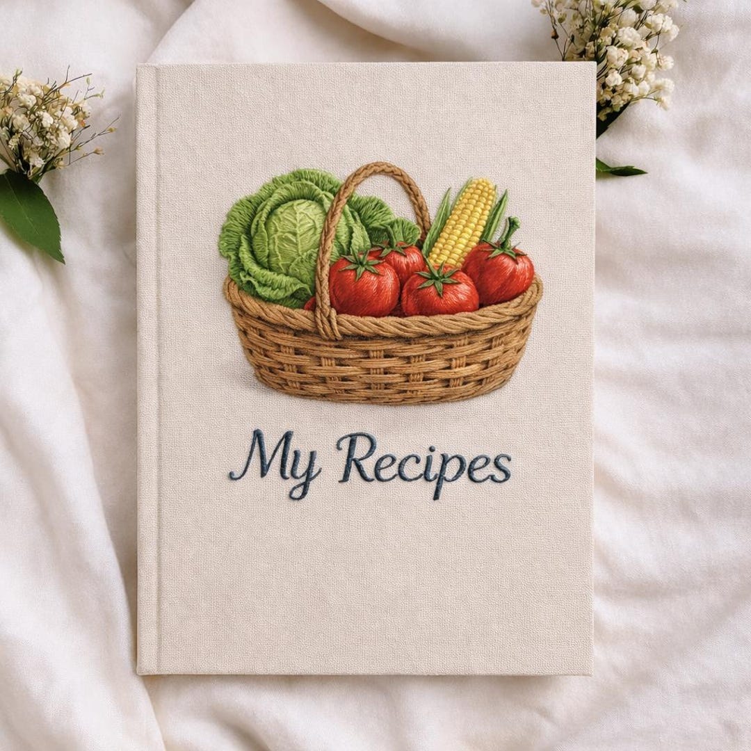 Custom Embroidered Linen Recipe Book, Personalized Cooking Journal - Etsy