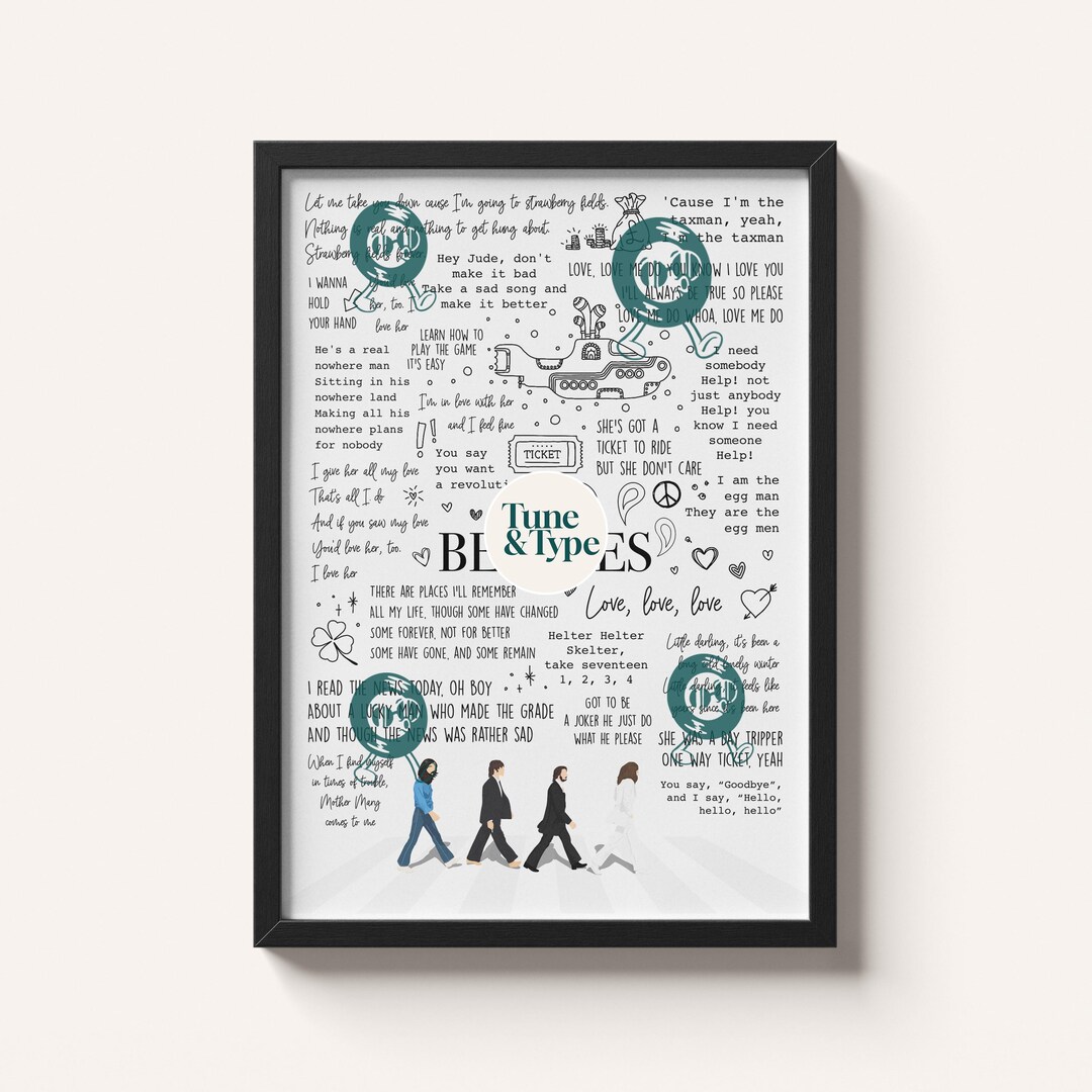 The Beatles Lyric Doodle Poster: Album Song Art Print - Etsy UK