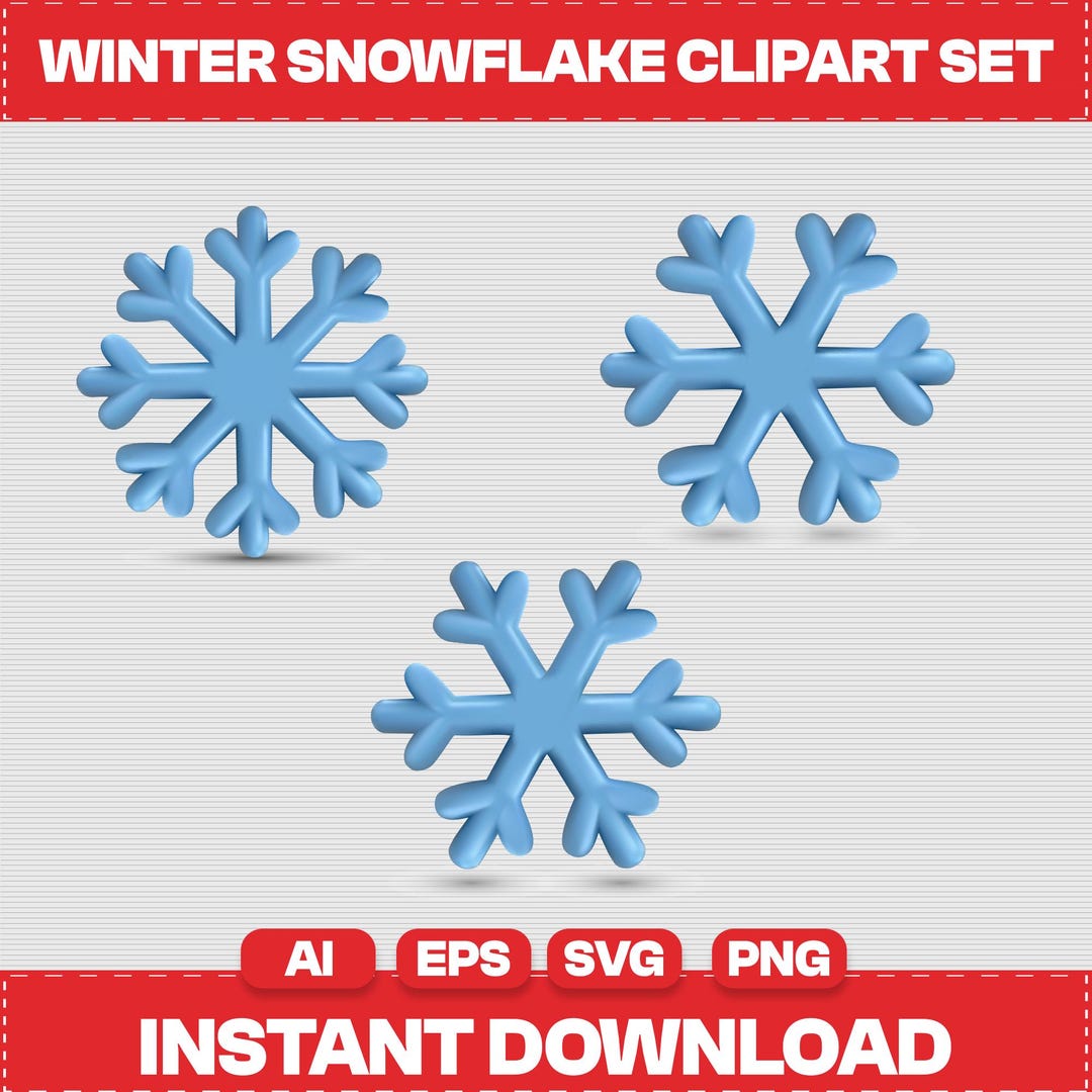 Winter Snowflake Clipart Set – Blue Snowflake Png SVG EPS AI – Cute ...