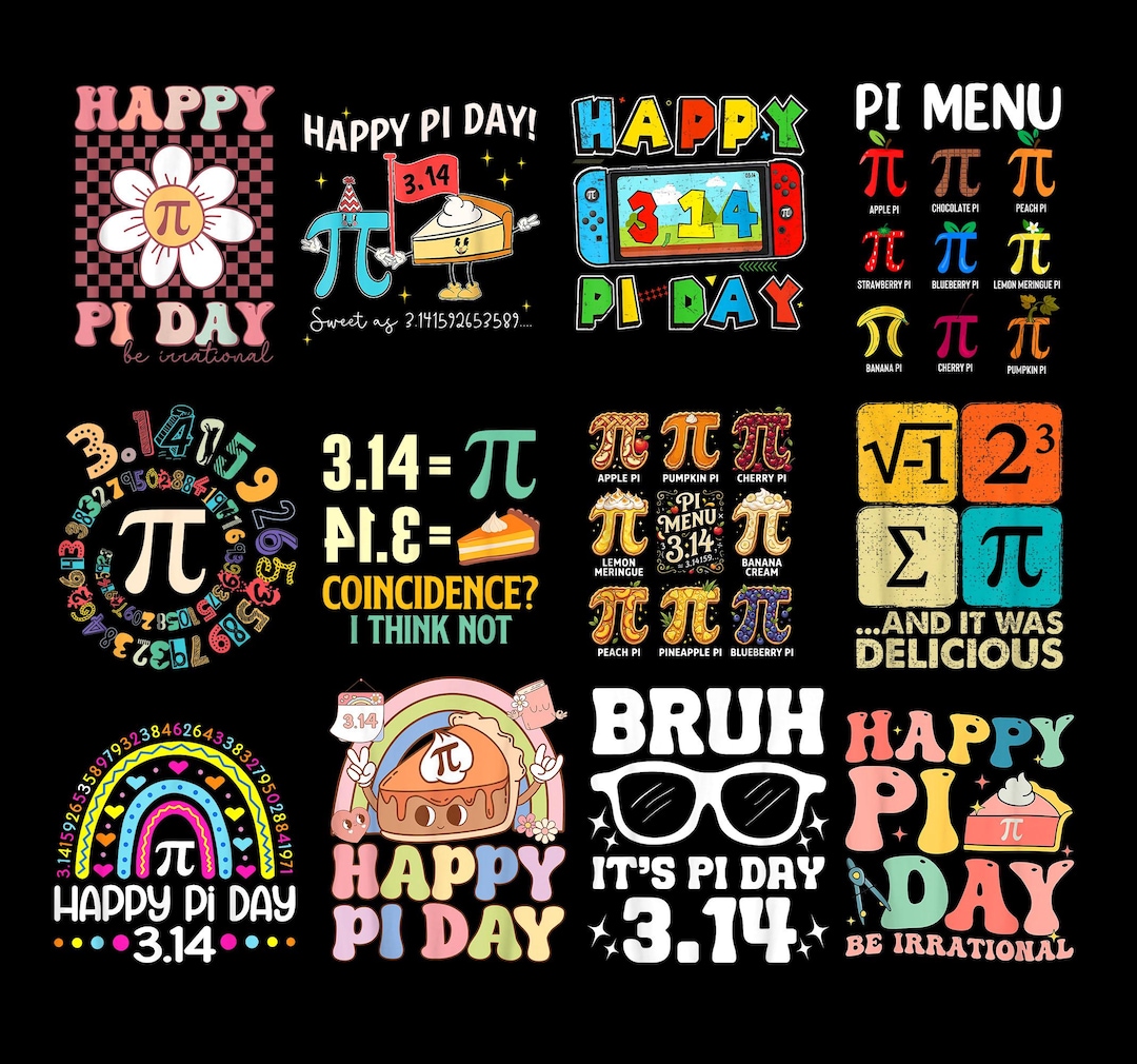 Designs Happy Pi Day PNG Bundle, Pi Day, Funny Math Gift, Funny Pi Day ...