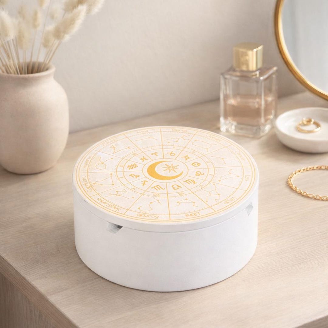 Astrology Jewellery Box With Mirror | Zodiac Storage Box | Celestial ...