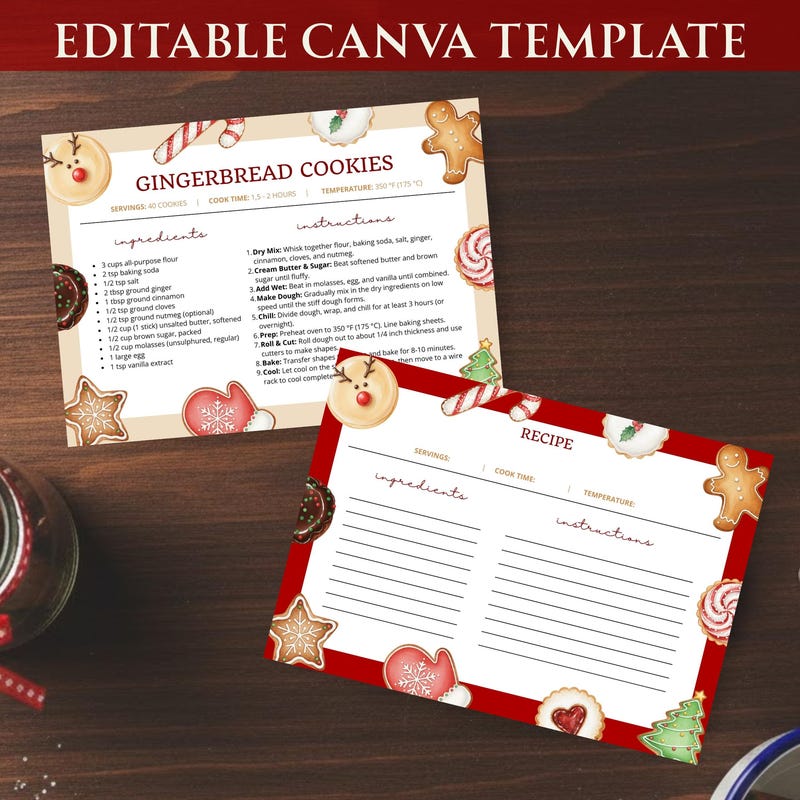 Holiday Recipe Cards - Etsy